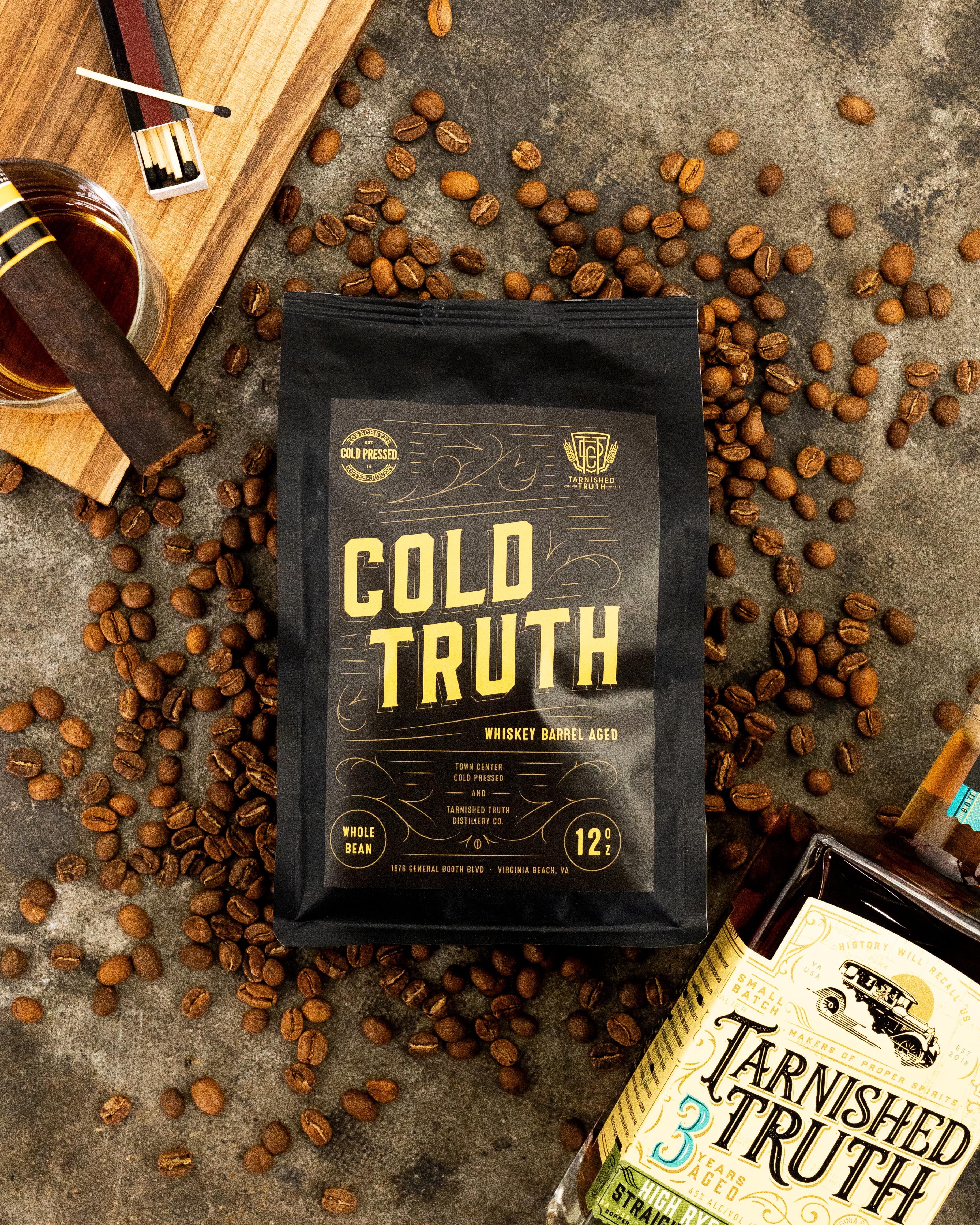 Cold Truth - Whiskey Barrel-Aged Coffee – Town Center Cold Pressed - Coffee